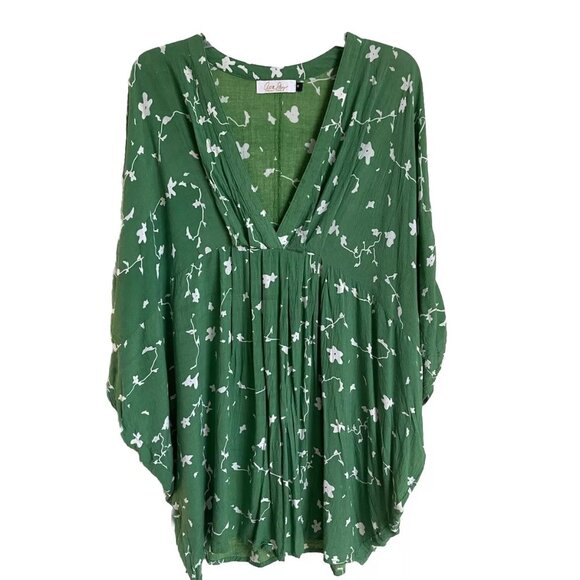 Ava Sky | Dresses | Ava Sky Fighting Eel Hawaii Green Floral Mini Dress ...